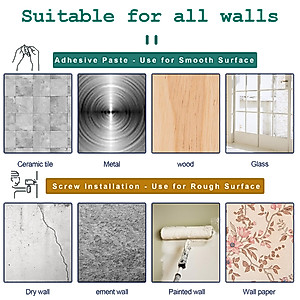 6PCS Upgraded No Drill Curtain Rod Brackets No Drilling Curtain Rod Holders Self Adhesive Curtain Rod Hooks Nail Free Adjustable Curtain Hangers Suitable for Poles of 0.62~1.57 Inch