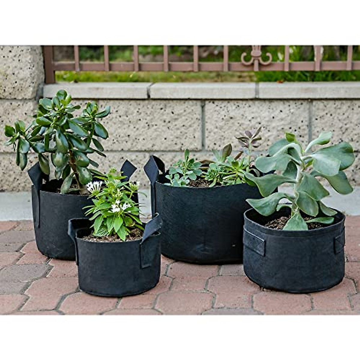 247Garden 5-Pack 7-Gallon Aeration Fabric Pot/Plant Grow Bag w/Handles (260 GSM, Black, 12H x 13D)
