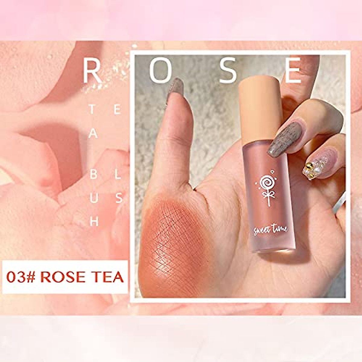 Matte Liquid Cream Blush Makeup Lightweight - Velvet Mousse Texture, Breathable Feel, Sheer Flush Of Color, Natural-Looking, Blush Stick for Cheek, Advanced Hazy Feeling(#01#02#03)