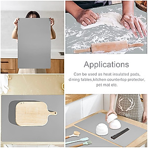 Silicone Mats for Kitchen Counter, Heat Resistant Mats for Countertop Protector, Waterproof, Washable, Non Slip, Multipurpose, Microwave, Cooking XL Large Silicone Mat, 23 x 15in, 1mm, Set of 2, Grey