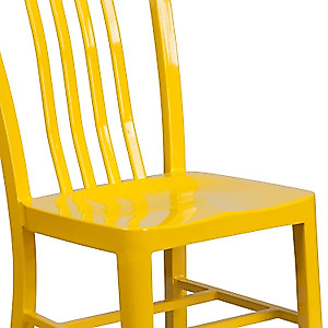 Flash Furniture Gael Commercial Grade 2 Pack Yellow Metal Indoor-Outdoor Chair