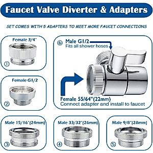 AITUOSI Handheld Bidet Sprayer Kit with Brass Diverter, 59-Inch PU Shower Hose, and Teflon Tape - Polished Finish