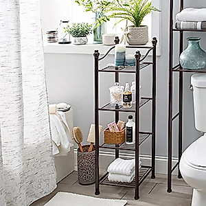 Organize It All 4 Tier Belgium Shelf Tower, Space Saver, Bathroom Organizer, Storage for Towels, Toiletries, Easy to Assemble,, Oil Rubbed Bronze