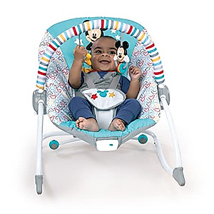 Bright Starts Disney Baby MICKEY MOUSE Infant to Toddler Rocker & Seat with Vibrations and Removable -Toy Bar, 0-30 Months Up to 40 lbs (Original Bestie)