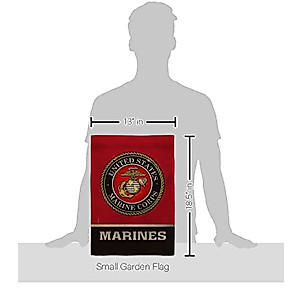 US MILITARY United State Burlap Garden Flag Set Wall Holder Armed Forces Marine Corps USMC Semper Fi American Military Veteran Retire Official House Banner Small Yard Gift Double-Sided, Made in USA