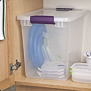 Sterilite 27 Quart Clear Latch Lid Storage Container Tote, 6 Pack, and 15 Quart Clear Latch Lid Storage Container Tote, 12 Pack for Home Organization