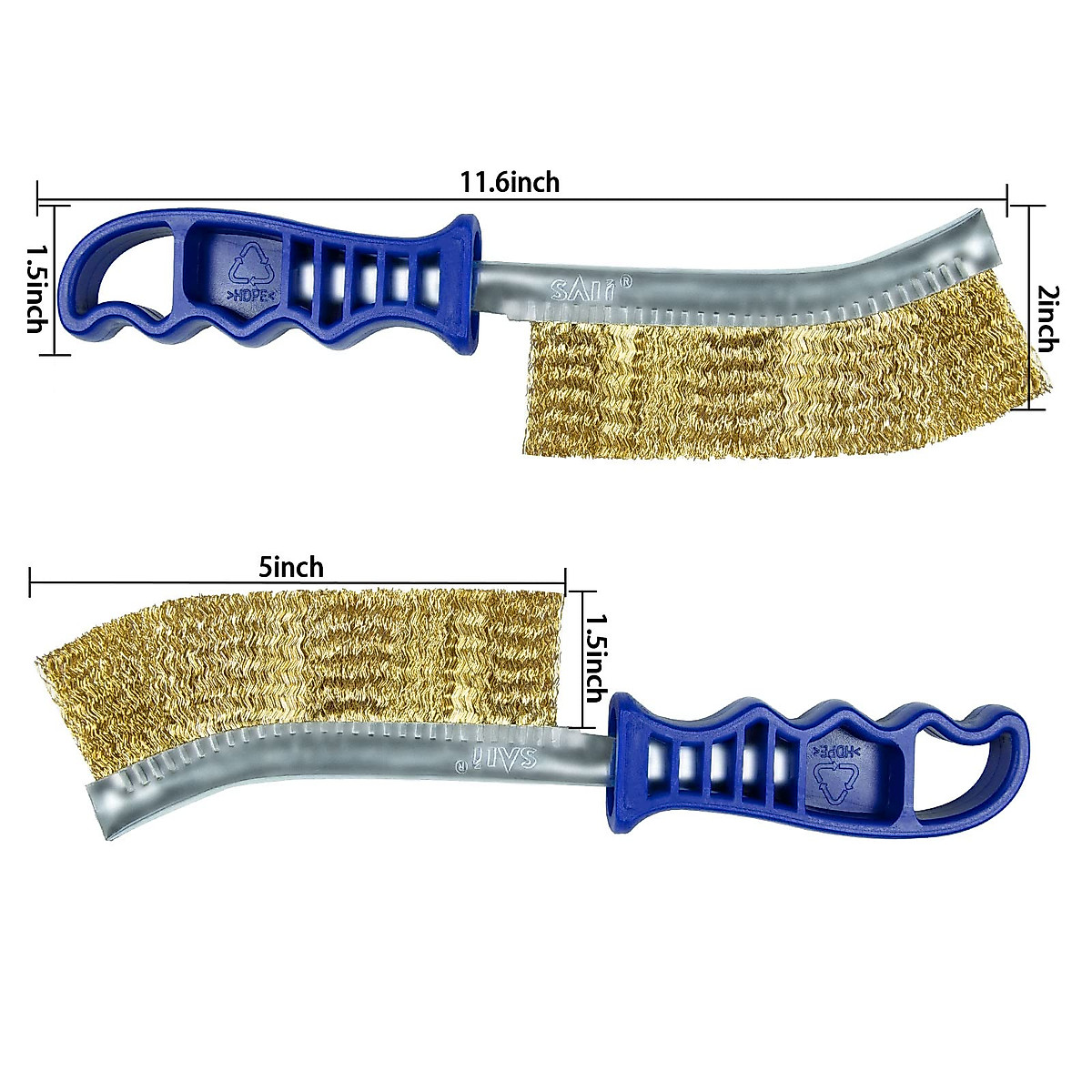 SALI Wire Brushes for Cleaning Rust Removal Heavy Duty Steel Brush Tool 11" Long Handle with Plastic Handle,for Automotive,Grill,Paint , Welding Slag&Household，More and Thicker Bristles Pack of 2