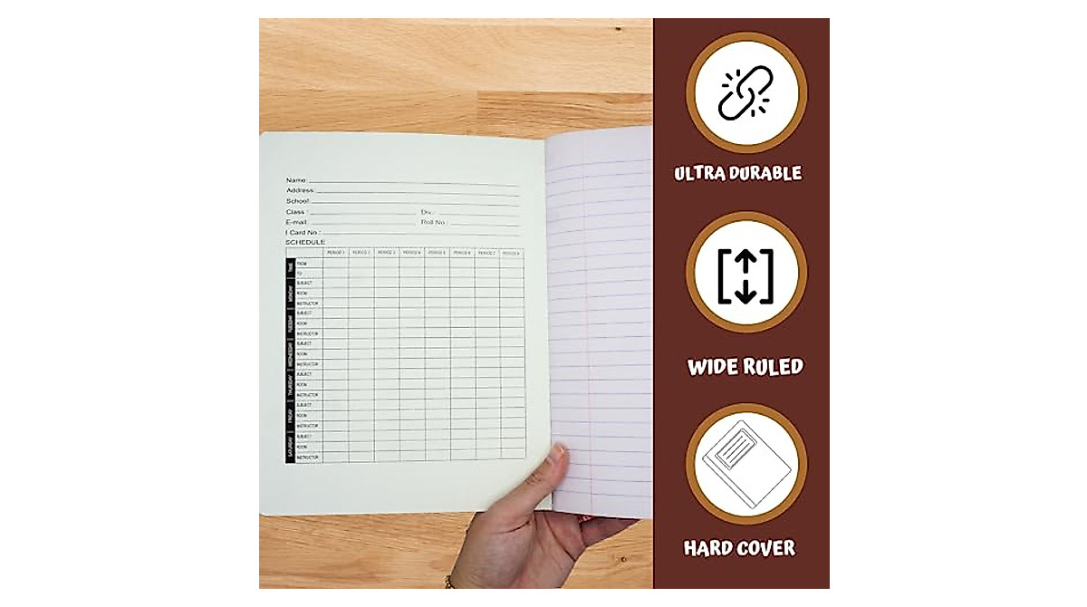 4E's Wide Ruled Composition Notebooks 3-Pack for School & Office