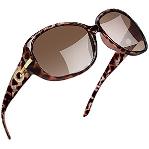 Joopin Big Leopard Sunglasses Large Tortoise Shades for Women Ladies Elegant Turtleshell Sun Glasses Polarized UV400 Brown Shady Rays Sunnies