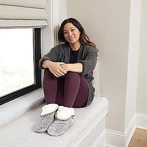 Dearfoams womens Beth Foldover Boot Slipper, Grey Frost, Large US