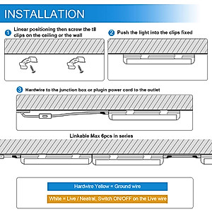 3FT LED Shop Light Fixture, 22W 2200LM 6000K, Cool White, V Shape, Hight Output, Linkable Shop Lights, T8 LED Tube Lights, Clear Cover, Plug and Play, for Garage Warehouse Workshop Basement (4-pack)