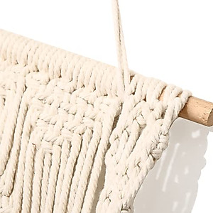 JIUXQT 3 Tier Macrame Shelf Wall Hanging Boho Shelf Decor Floating Shelves Wood Hanging Mounted Flotantes Farmhouse Bohemian Living Room Decor Bedroom Home Decoration Kitchen Storage