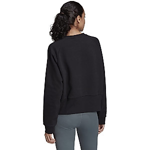 adidas Women's Crew Neck Studio Fleece Sweatshirt, Long Sleeve, Black/White, Medium