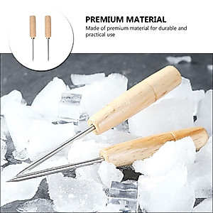 Hemoton 2pcs Stainless Steel Wooden Handle Picks for Kitchen Bars Bartender Picnics Camping Tea Accessories Ice Cube Breaking Prying Cake Brick Tea Cone