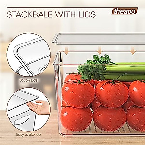 6 Pack Clear Storage Bins with Lids Stackable, Large Plastic Storage Bins with Handle for Pantry Organization and Storage, Perfect Containers for Freezer Organizer, Kitchen, Cabinets, Bathroom