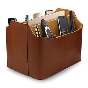 Londo Leather Remote Control Organizer and Caddy with Tablet Slot