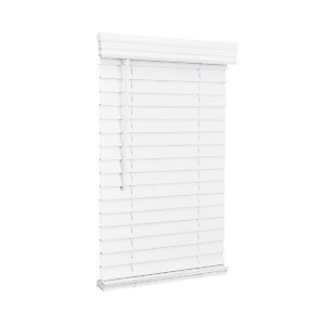 Lotus & Windoware Cordless, 2 Inch Faux Wood Room Darkening Blind, 34" Wide x 60" Long, Embossed, Bright White