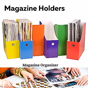 Evelots Magazine File Holder Organizer Box (6, 12, or 24 Pack) Storage for Desk and Shelves Multiple Color Options - Includes Labels for Organization
