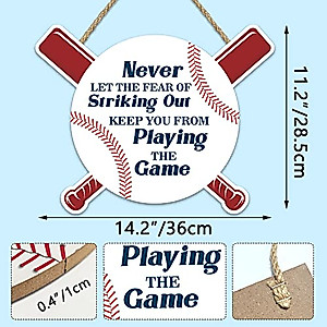 IARTTOP Inspirational Quotes Wood Signs Never Let The Fear of Striking Out Keep You from Playing The Game Wood Sign-36x28.5cm,Retro Baseball Signs Wooden Plaque Hanging Wall Art for Classroom Decor