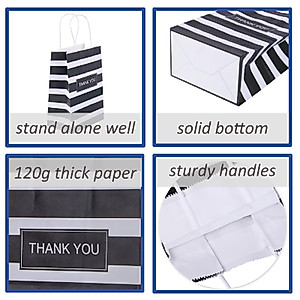 Ronvir 50pcs Thank You Paper Bags - 5.25x3.25x8 Inches Small Black And White Gift Bags For Party Favor, Business, Wedding, Birthday, Shopping