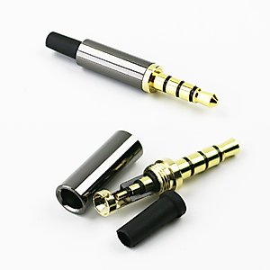 KetDirect 2Pcs Gold 4 Pole 3.5mm Male Repair headphone Jack Plug Metal Audio Soldering headset connector Black