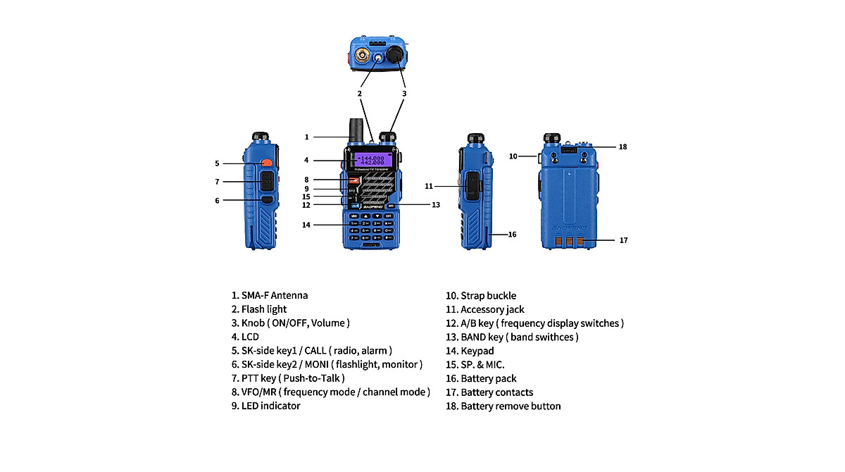 BAOFENG UV-5R+ Plus Two Way Radio, Long Range for Adults Rechargeable with Earpiece, Walkie ...