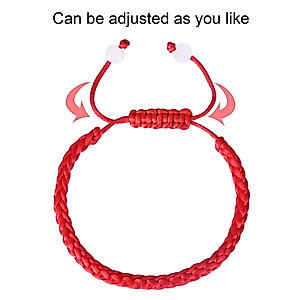 Gejoy 12 Pieces Handmade Kabbalah Red String Bracelet Adjustable Luck Bracelet with 2 Pieces White Bead for Success