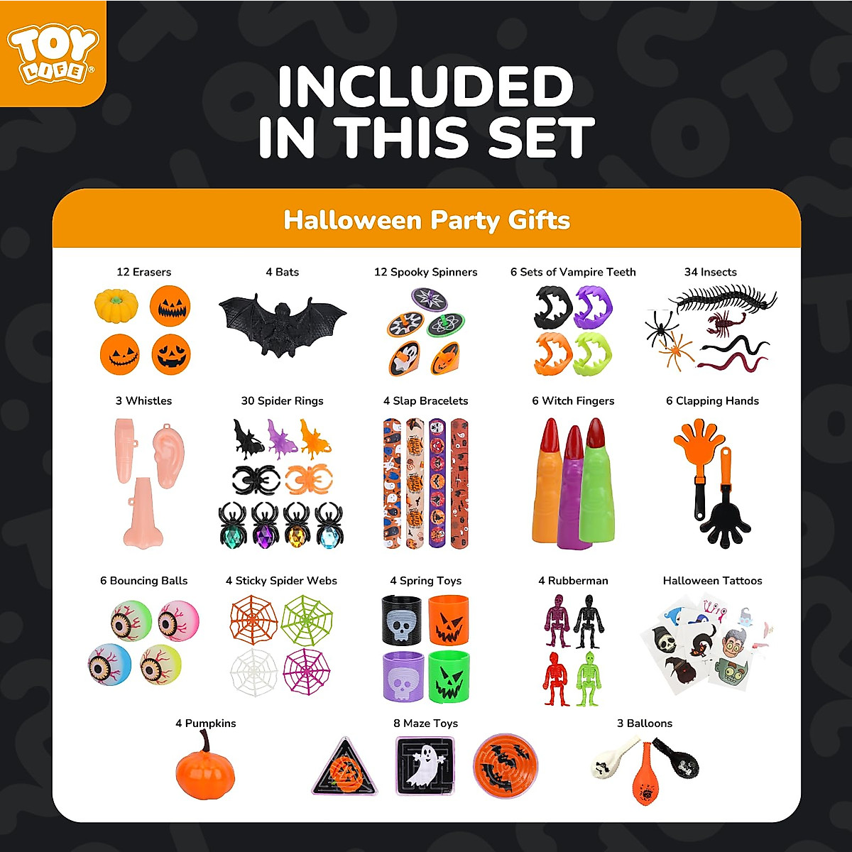 TOY Life Halloween Party Favors 168 Pcs Kids Party Favor Halloween Treats Toys in Bulk Goodie Bags Stuffers Return Gifts for Kids Birthday Party Favor Halloween Trick or Treat Classroom Party Supplies