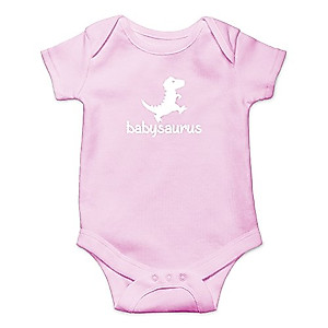 Crazy Bros Tees Babysaurus - Little Baby Dino Funny Cute Novelty Infant One-Piece Baby Bodysuit (12 Months, Pink)
