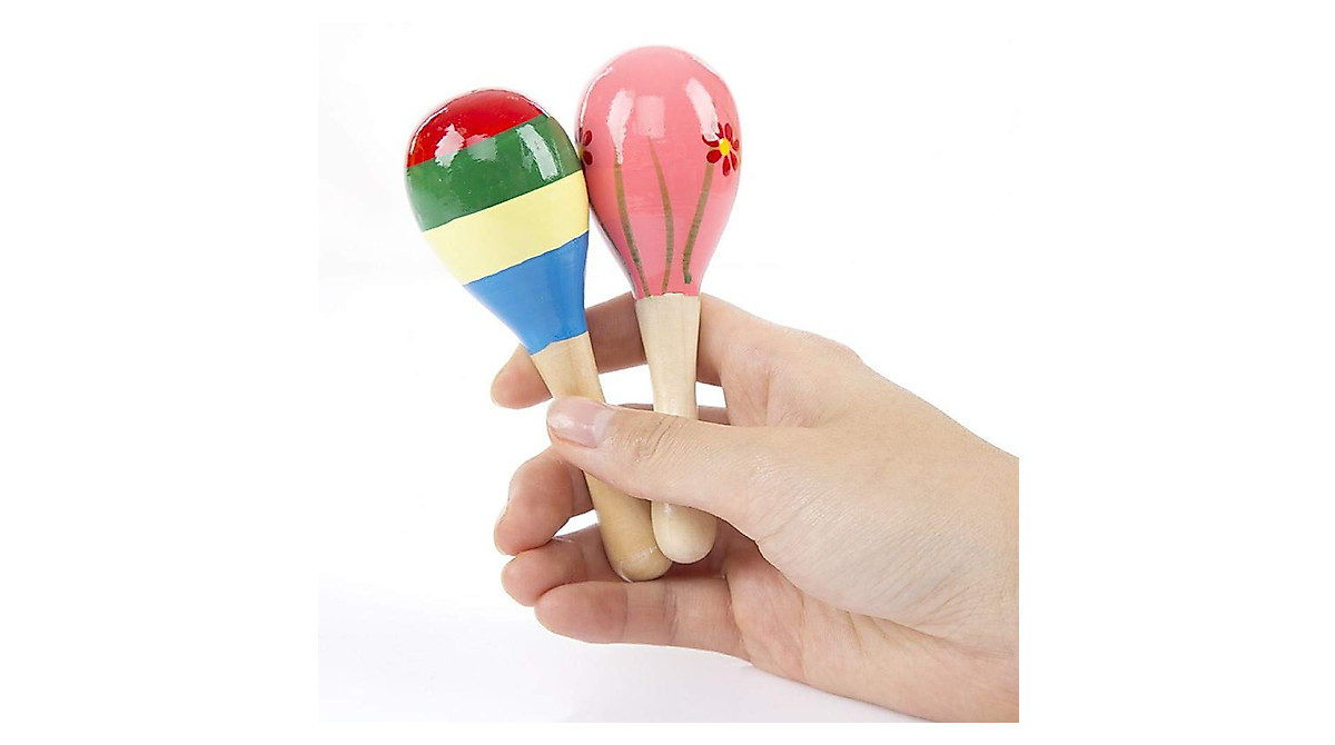12 PCS Mini Fiesta Wooden Maracas for Kids & Parties