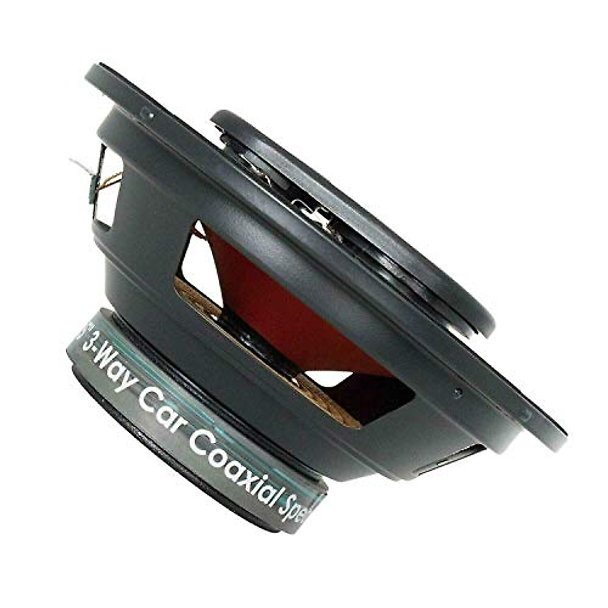 Audiobank 4X 6.5-Inch 800 Watts Peak Power Handling Total 3-Way Red Car Audio Stereo Coaxial Speakers Rubber Coated Cloth Speaker Surround Sensitivity -90dB -AB1670