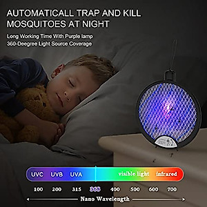 Electric Fly Swatter Racket 2 in 1 Foldable Bug Zapper Racket,3500V Fly Swatter Electric USB Rechargeable with 3-Layer Safety Mesh for Indoor and Outdoor