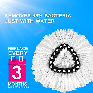 Mop Head Replacement Microfiber Spin Mop Refills Replacement Mop Refill Head Compatible with Spin Mop 1-Tank System (4 Pack)