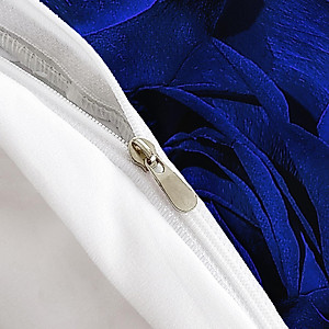 AILONEN Blue Roses Duvet Cover Set Queen Size, Romantic 3D Floral Printed Bedding Set for Lovers,Couple,Wife,Blue Luxury Comforter Cover for Bedroom Decor,1 Duvet Cover 2 Pillowcases,3-Piece