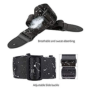 WINGOFFLY Guitar Strap Leather Ends Length Adjustable for Electric Guitar Acoustic Guitar Ukulele and Bass Top Grade(Star River)