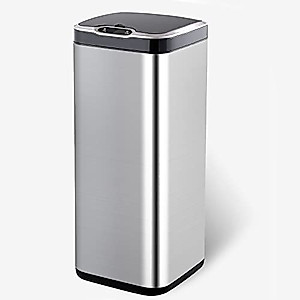 Square Stainless Steel ELPHECO 8 Gallon Sensor Trash Can with Lid, 30 Liter Automatic Kitchen Garbage Can, Slim Metal Trash Can for Home, Hotel, Office Building, Public Places