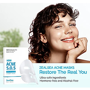 ZealSea Face Sheet Mask, 5 Pack Anti-Acne Face Mask, Face Mask Skin Care for Sensitive Soothing, Pore Cleansing, Moisturizing, Brightening, Firming, Beauty Mask for All Skin Type