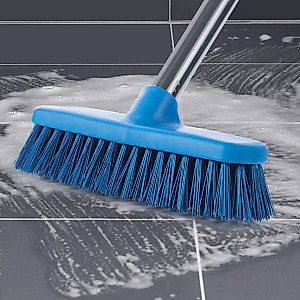 MEIBEI Floor Scrub Brush with Adjustable Long Handle-57 inch, Stiff Bristle Grout Brush Tub and Tile Brush for Cleaning Bathroom, Patio, Kitchen, Wall and Deck