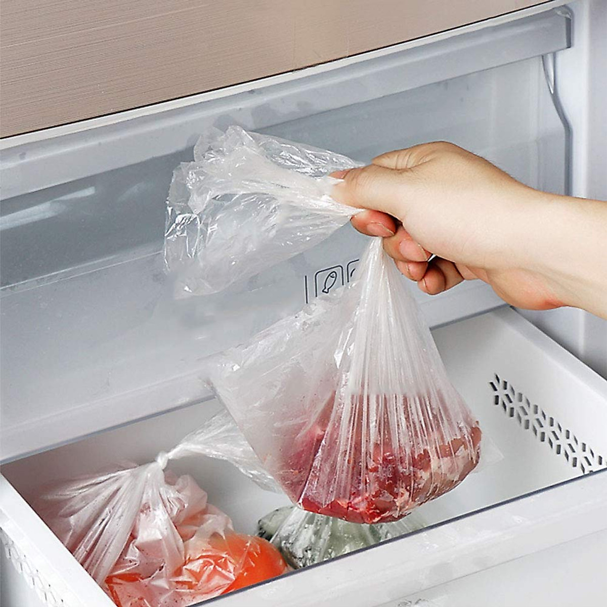 BESTEASY Food Storage Bags, 16" X 20" Clear Plastic Produce Bags on a Roll, Durable Plastic Bags for Bread Fruits Vegetable 350 Bags/Roll (1 Roll)