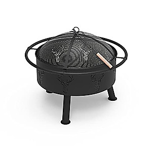 Blue Sky Outdoor Living WBFB29-MD 29” Round Barrel Wood Fire Pit with Steel Ring