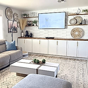 Artera Home Wicker Wall Basket Decor - Set of 3 Oversized, Hanging Natural Woven Seagrass Flat Baskets, Round Boho Wall Basket Decor for Living Room or Bedroom, Unique Wall Art