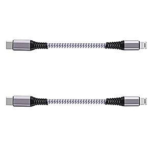 [Apple MFi Certified] Short USB-C to Lightning Cable (2Pack 8Inch), TypeC to Lightning Fast Charger Nylon Braided Fast Data Syncing Cable for iPhone/iPad/Airpods/PowerBank/ChargingStation Silver&White