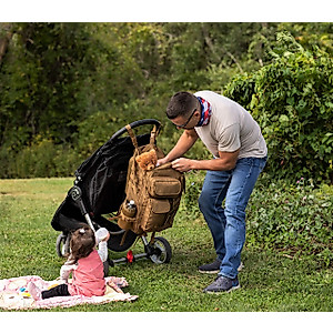 T.O.M HORIZONS Sling Diaper Bag for Dad; Single-handed Diaper Changing System. Waterproof Changing Pad, Insulated Bottle Pouches (Khaki)
