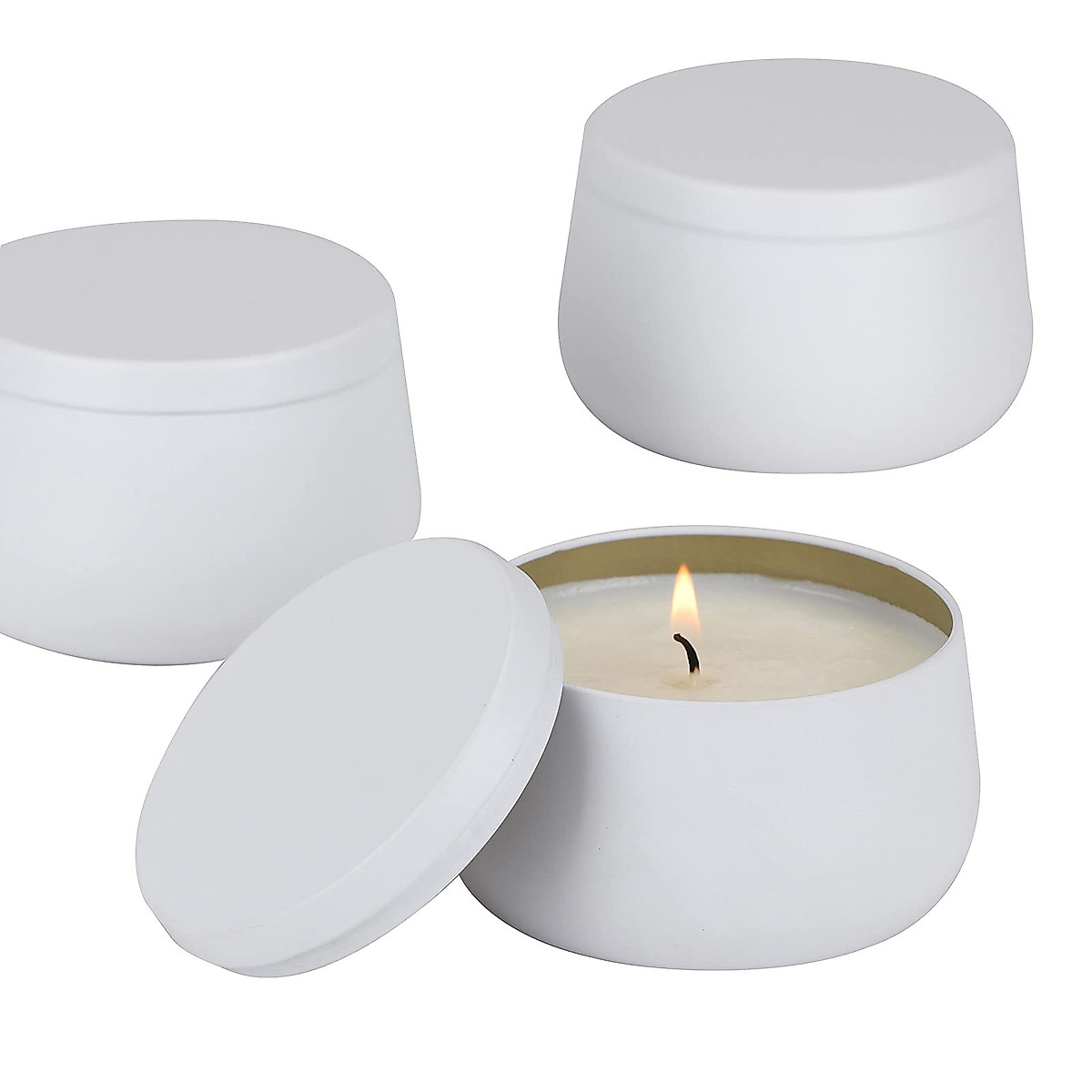 NEXBEXES 8oz Candle tins with lids,White Candle Jars,Bulk Candle tins for Making Candles,Candle Making Jars(24PACK, White)