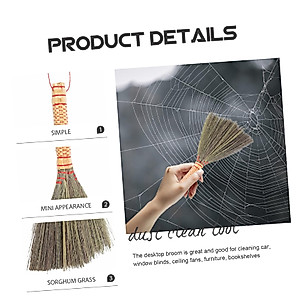 Healeved Computer Duster Sorghum Grass Desk Cleaning Broom Small Cleaning Broom Natural Whisk Broom