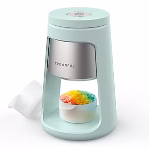 CROWNFUL Shaved Ice Machine Snow Cone Machine, 2 Ice Cups with Lids, Ice Shaver Machine for Snow Cones, Snowballs, Frozen Cocktails and More, Easy to DIY with Snow Cone Syrup at Home