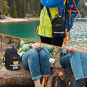 SUN CUBE Water Bottle Carrier with Strap, Insulated Water Bottle Carrier Bag with Phone Pocket Pouch, Sleeve Sling Purse Crossbody Bottle Holder for Walking, Sports, Hiking Accessories, Black 64oz