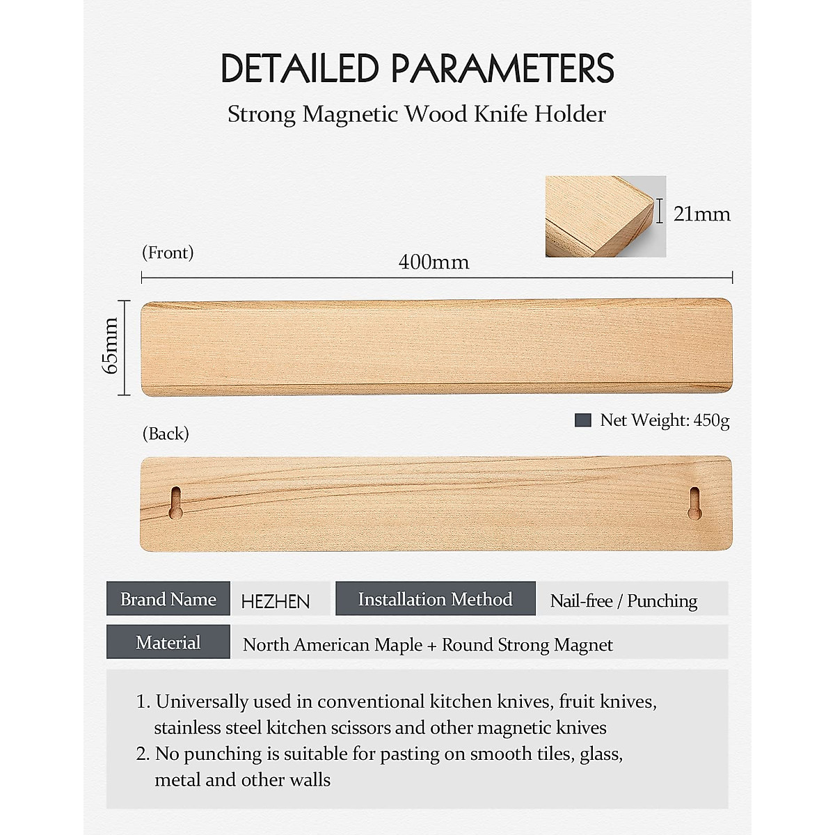 HEZHEN-Sweden Sandvik Stainless Steel Knife Set 5PCS, Forged Kitchen Knives Cooking Tools, Olivewood Handle + Maple Wood Magnetic Knife Strip Knife Bar