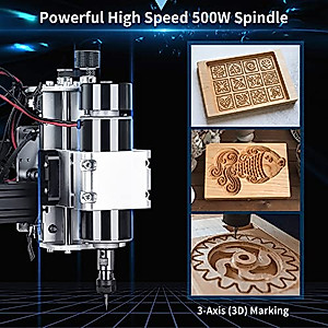 500W CNC Router Machine, 4540 CNC Router Machine with 500W Spindle 3-Axis Desktop CNC Machine for Woodworking Metal Acrylic MDF Nylon Carving Cutting Engraving Mill（Working Area430x390x22mm）