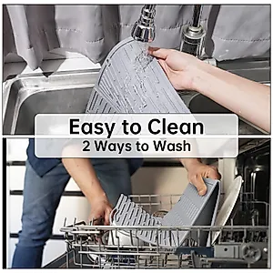 NiHome Trifold Dish Drying Mat Extra-Large 24"x13", Foldable Compact Easy Storage Silicone Drying Mat for Kitchen Counter Heat & Cold Resistant, Easy to Clean Anti-Slip Durable Dish Drying Kitchen Mat